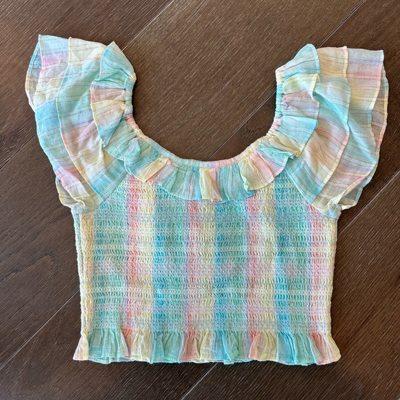 LoveShackFancy | Tops | Nwt Loveshackfancy Saba Smock Crop Top In Multi ...